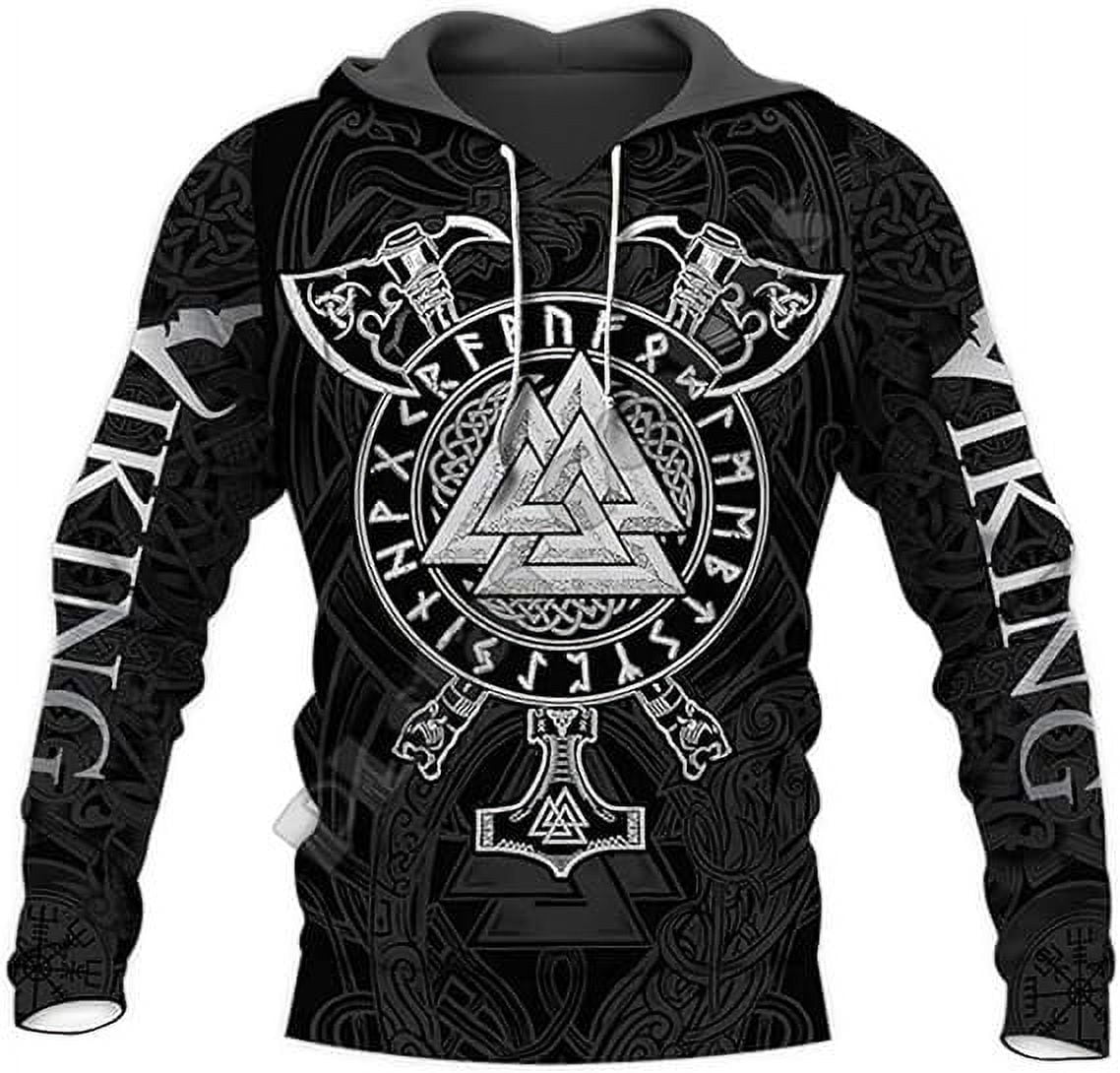 Men's Ax Celtic Knot Thor's Hammer Viking Dragon Hoodie Norse Mythology 3D Full Body Printed ...