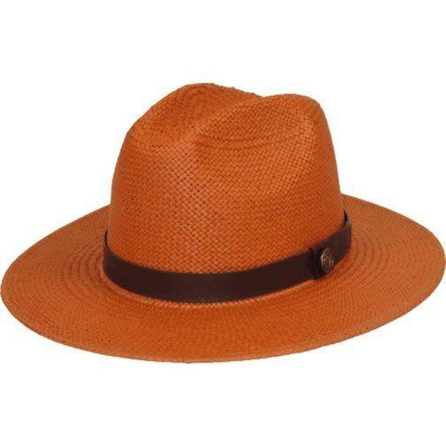 Men's BRUNO CAPELO Fedora 3 Inch Flat brim Hat 100% Natural Straw CA423 ...