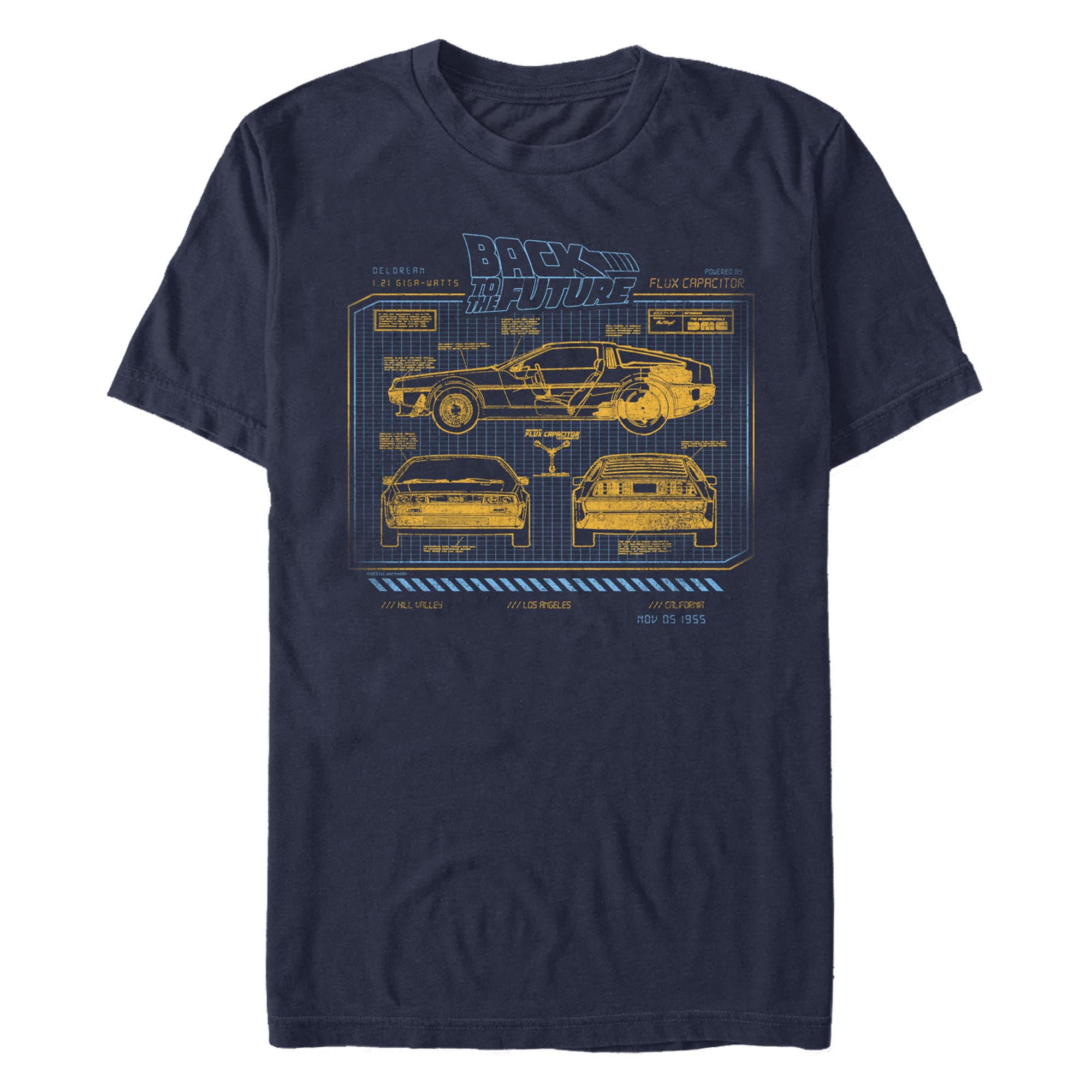Men's Back to the Future DeLorean Schematic Graphic T-Shirt - Walmart.com