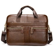 Sharo Laptop Messenger Bag and Brief Brown Leather/ Canvas - Walmart.com