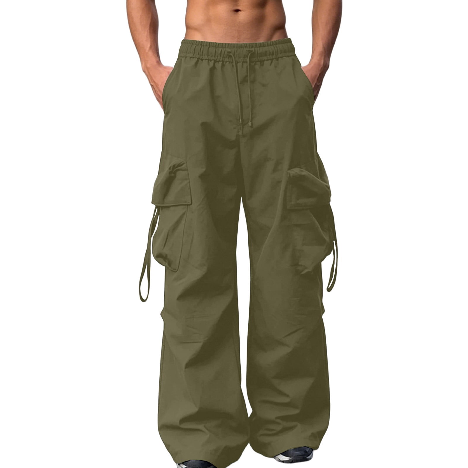 Men's Baggy Cargo Pants Parachute Pants Wide Leg Travel Pants Hiking ...