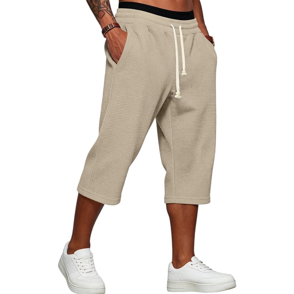 Men's Baggy Sweat Shorts Cotton Long Below Knee Fleece Capri Shorts ...