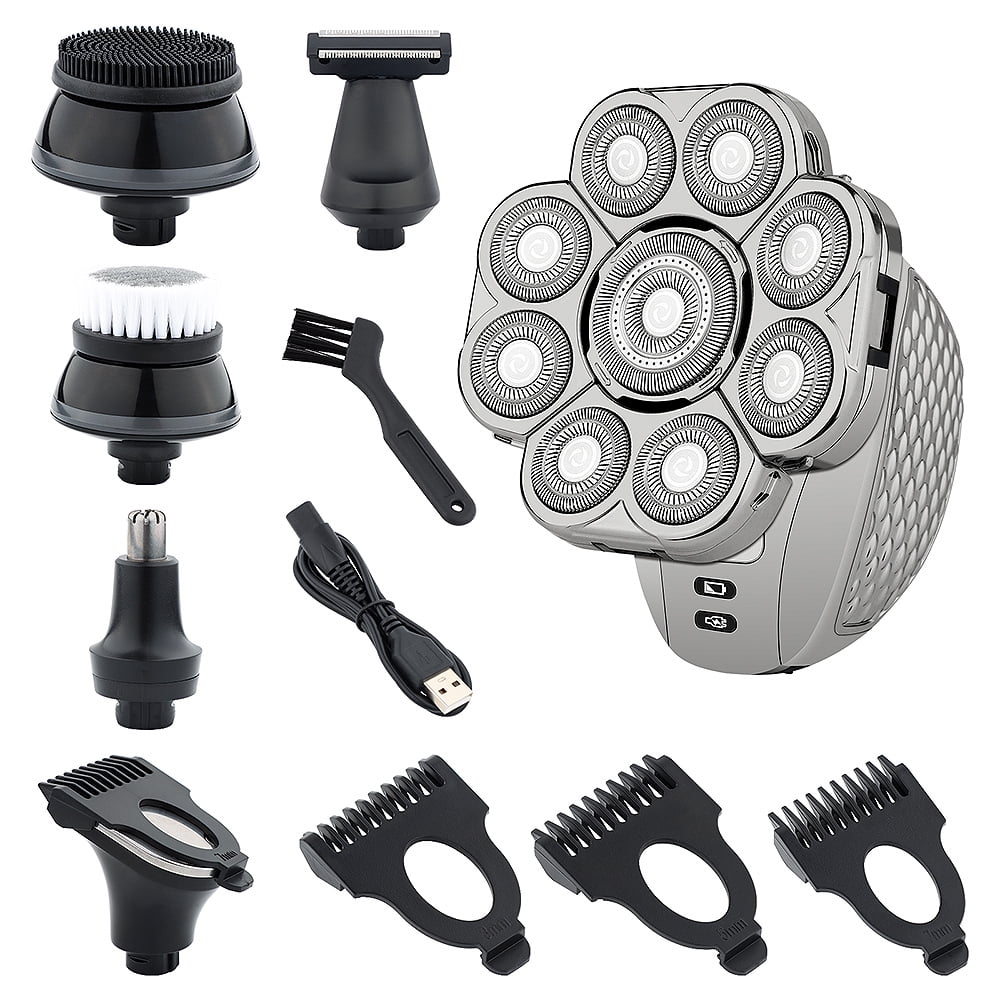 Men's Bald Head Electric Shaver 9 Blades Floating 6In1 Heads Beard Nose ...