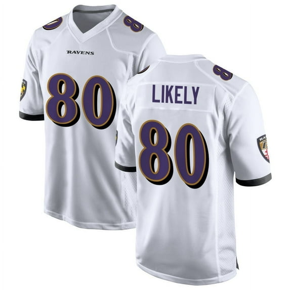 Men's Baltimore Likely 80 White Sports Player Game Stitched Name Number ...
