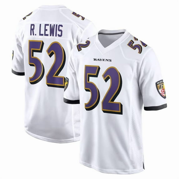 Men's Baltimore R.Lewis 52 White Sports Player Game Stitched Name ...