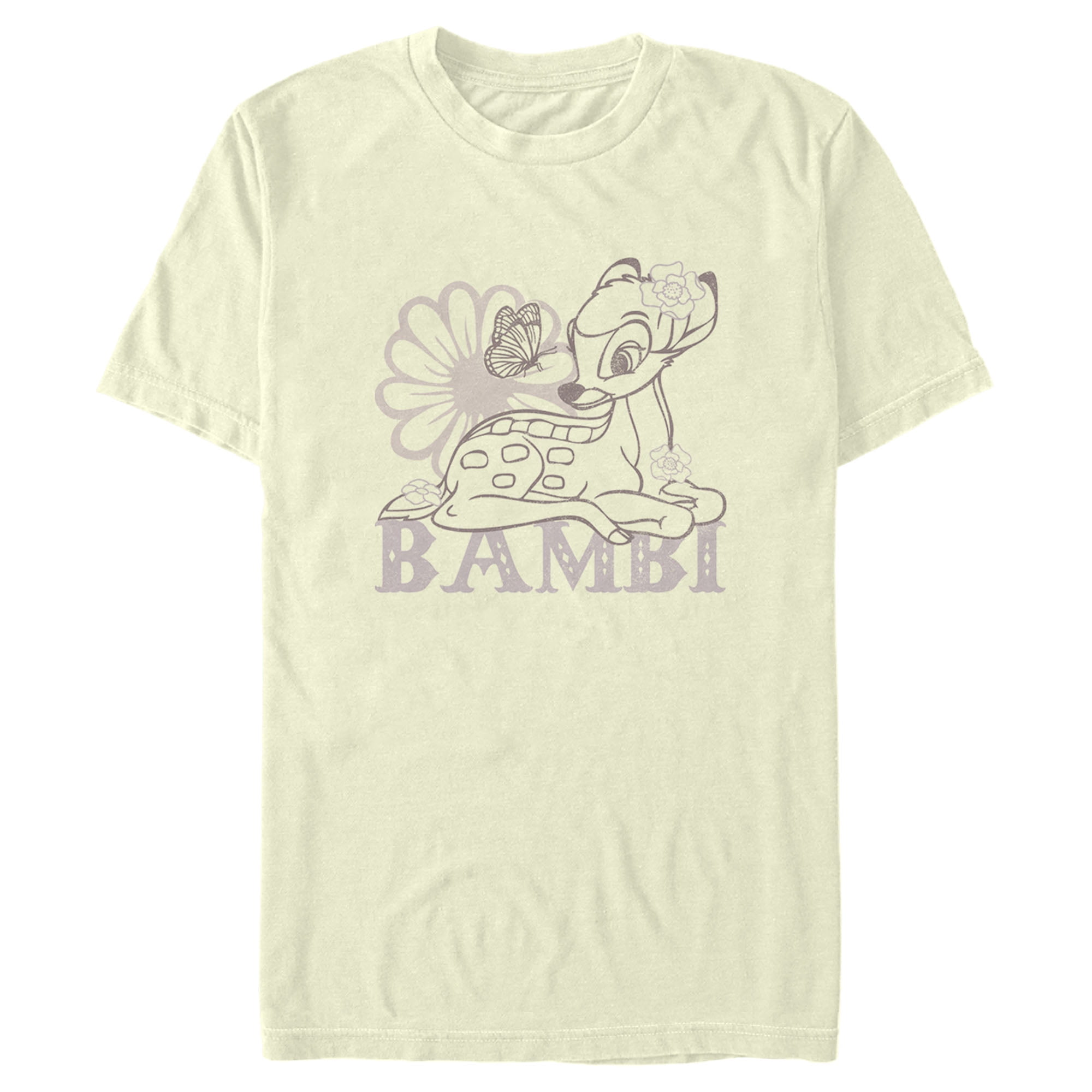 Men's Bambi Flower and Butterfly Sketch Graphic Tee Beige Small ...