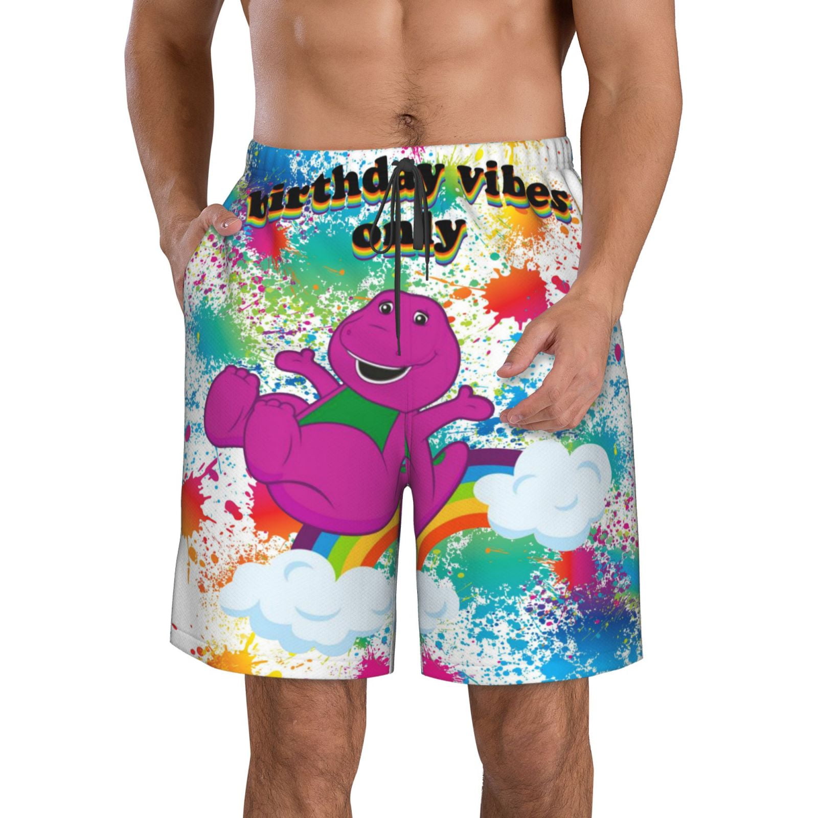 Men's Barney And Friends Swim Trunks Quick Dry Bathing Suits Holiday ...