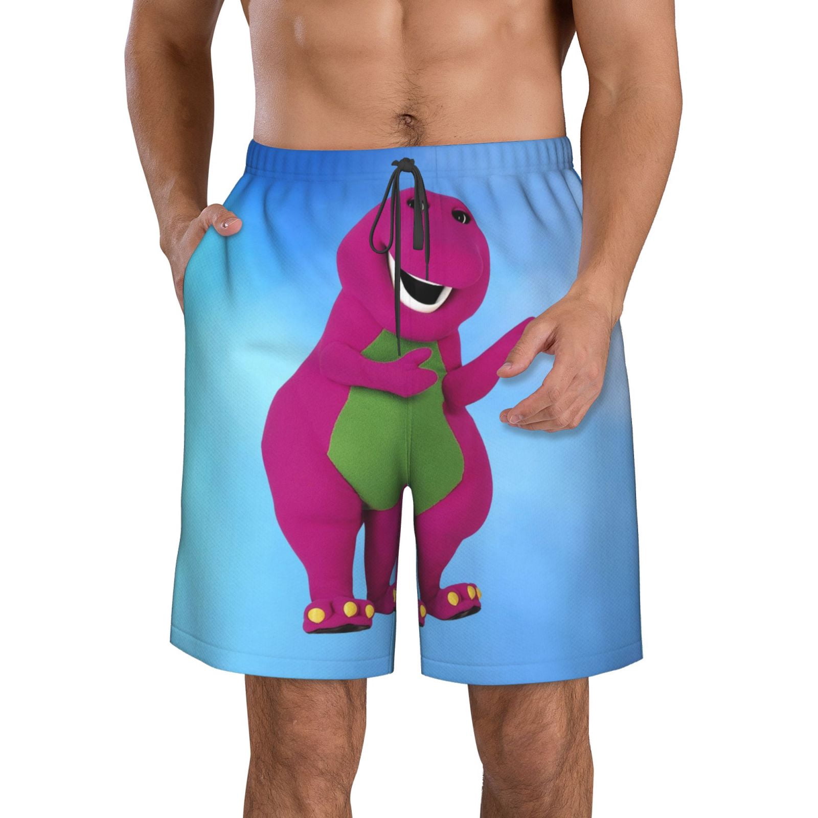 Men's Barney Dinosaur Friends Board Shorts 3D Graphic Swim Trunks ...