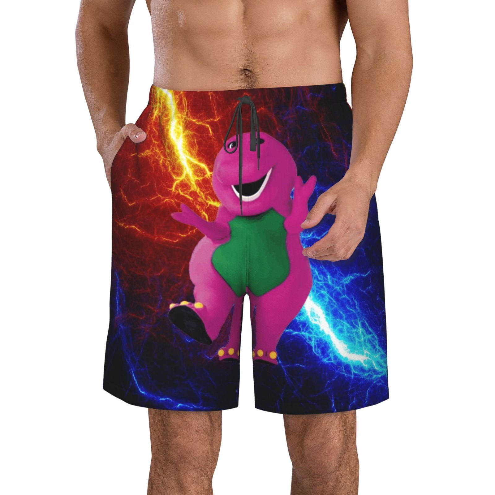 Men's Barney Dinosaur Friends Board Shorts 3D Graphic Swim Trunks ...