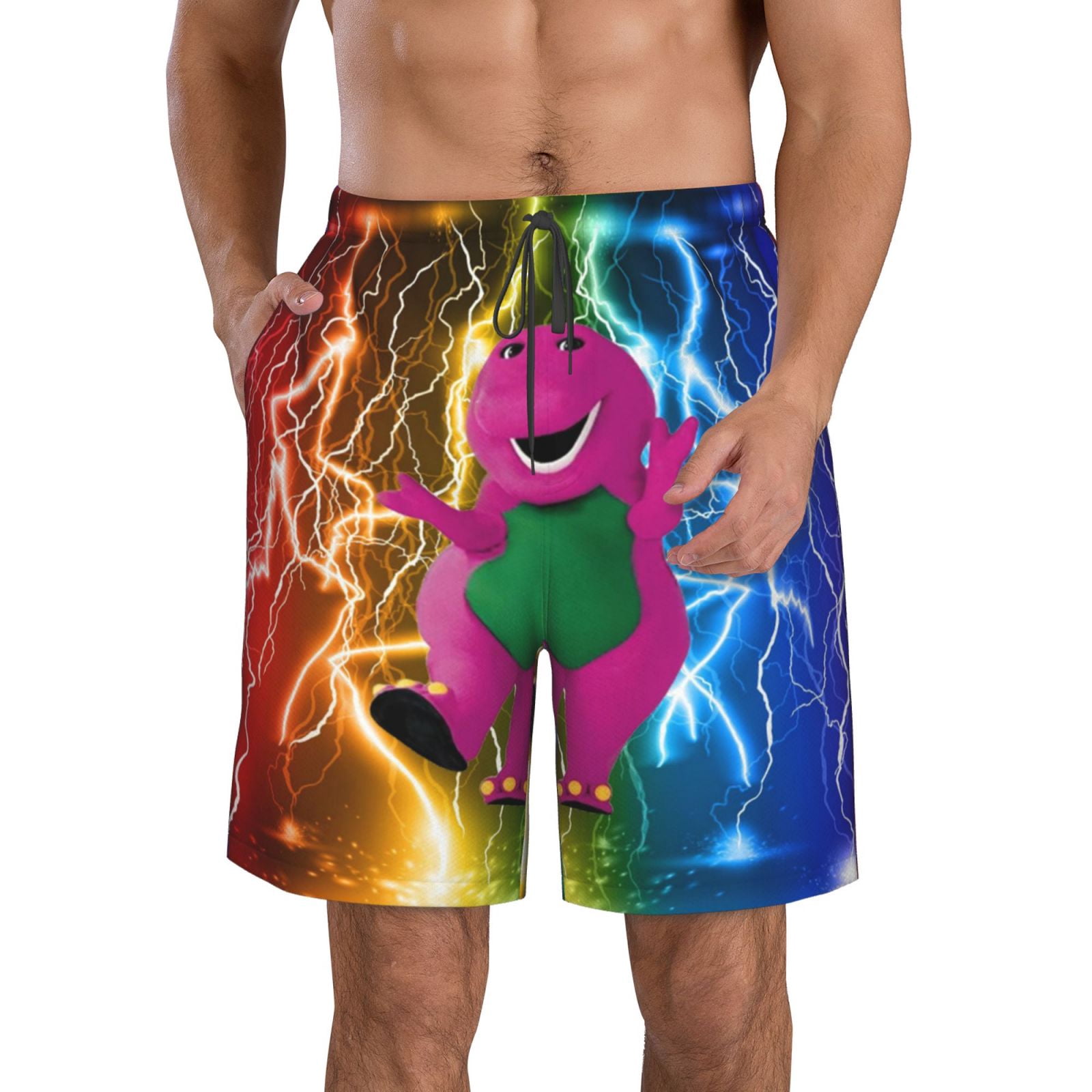 Men's Barney Dinosaur Friends Board Shorts 3D Graphic Swim Trunks ...