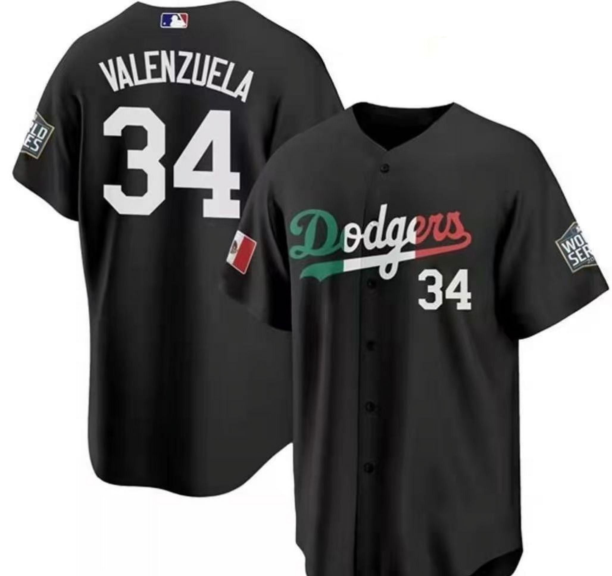 Men's Baseball Uniforms Los_Angeles_Dodger-s No.34 Valenzuela Black ...