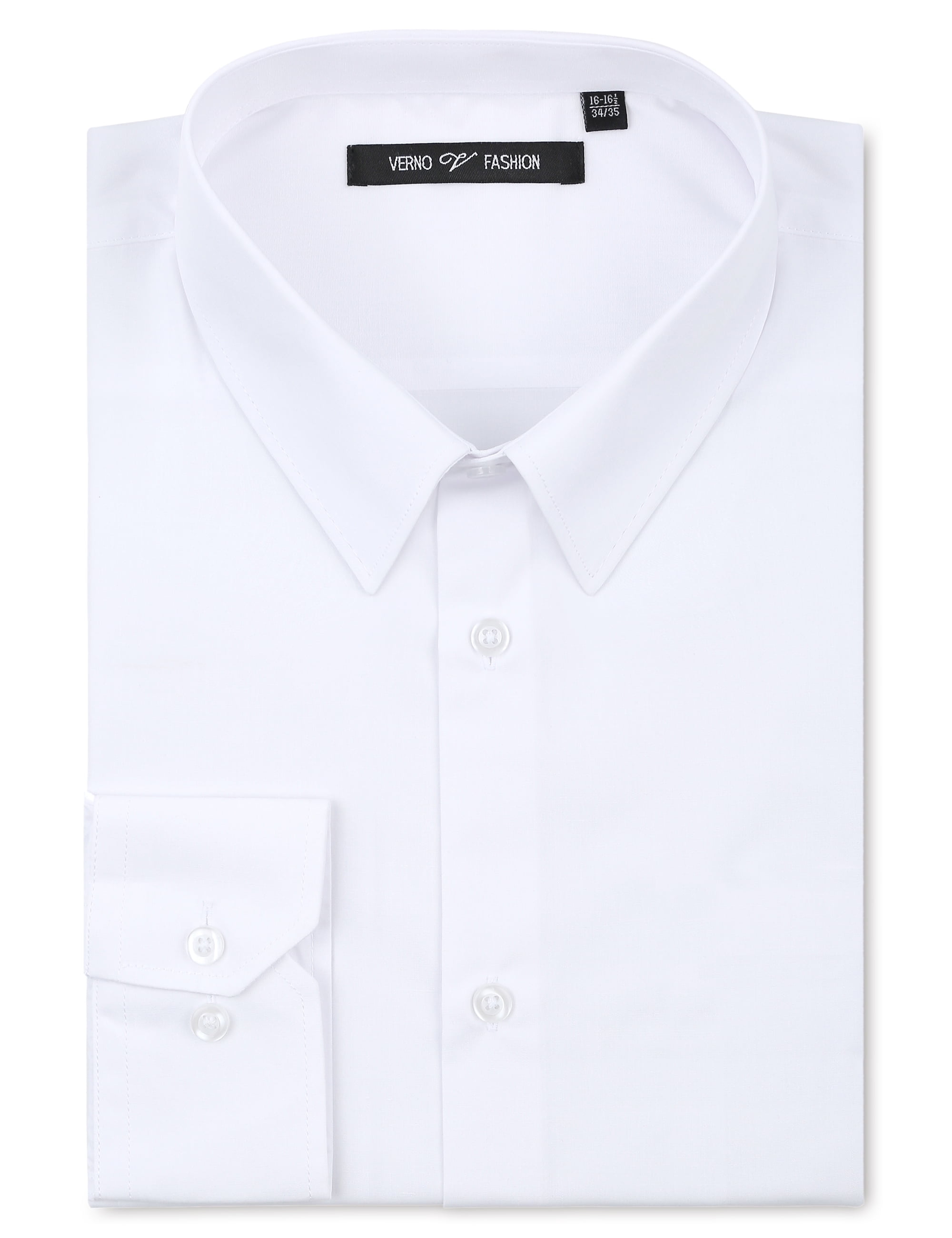 Men's Basic Long Sleeve Slim Fit Solid Dress Shirt - Walmart.com