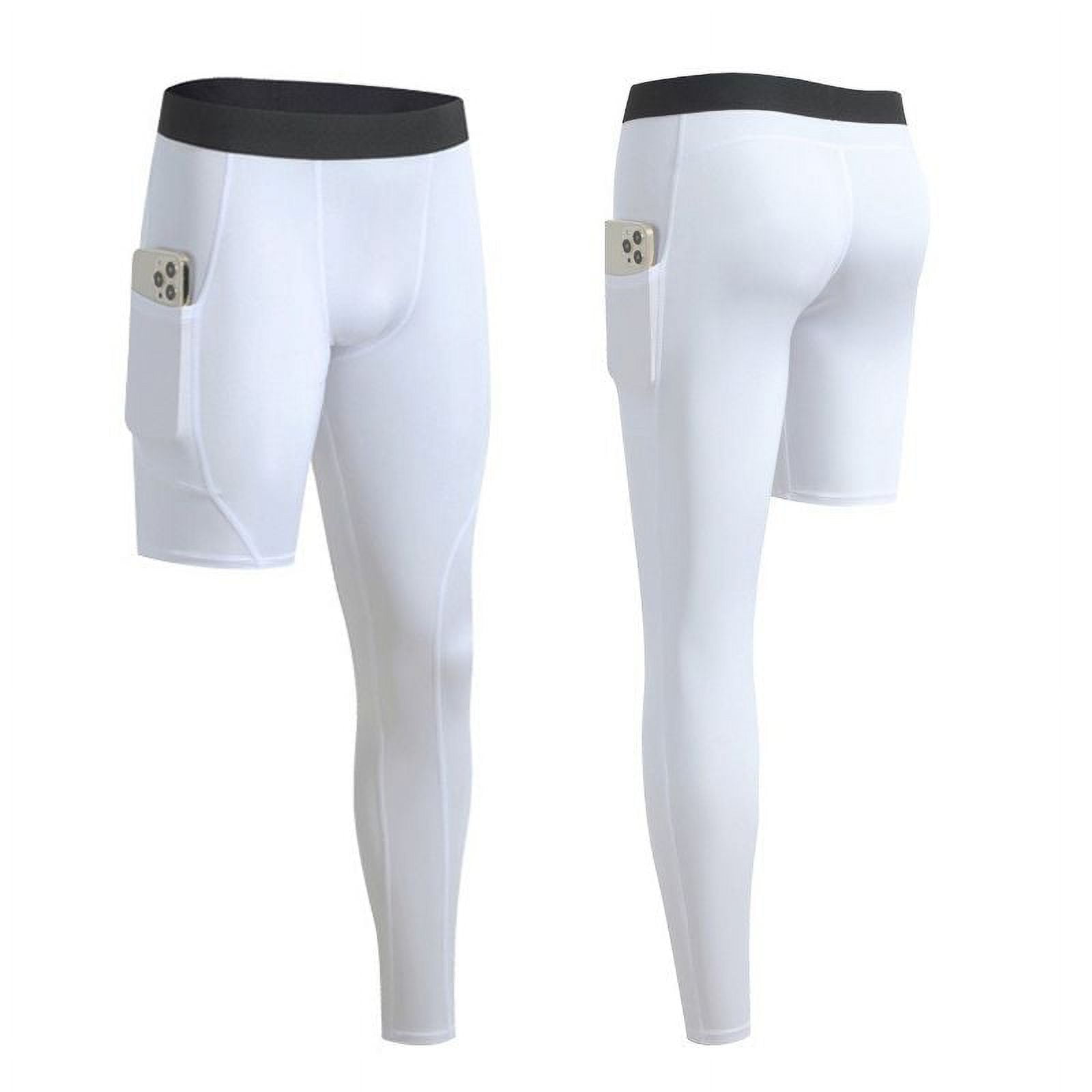 Men's Basketball Single Leg Tight Sports Pants 1/2 One Leg Compression ...