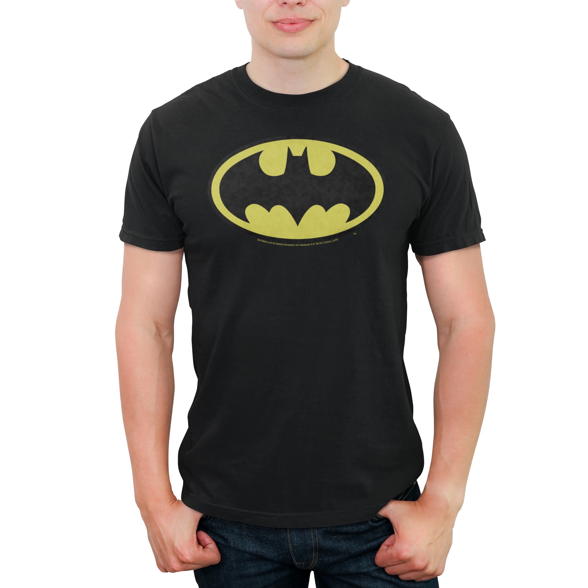 Batman Men's Classic Logo Graphic T-Shirt Black Bat Symbol Officially ...