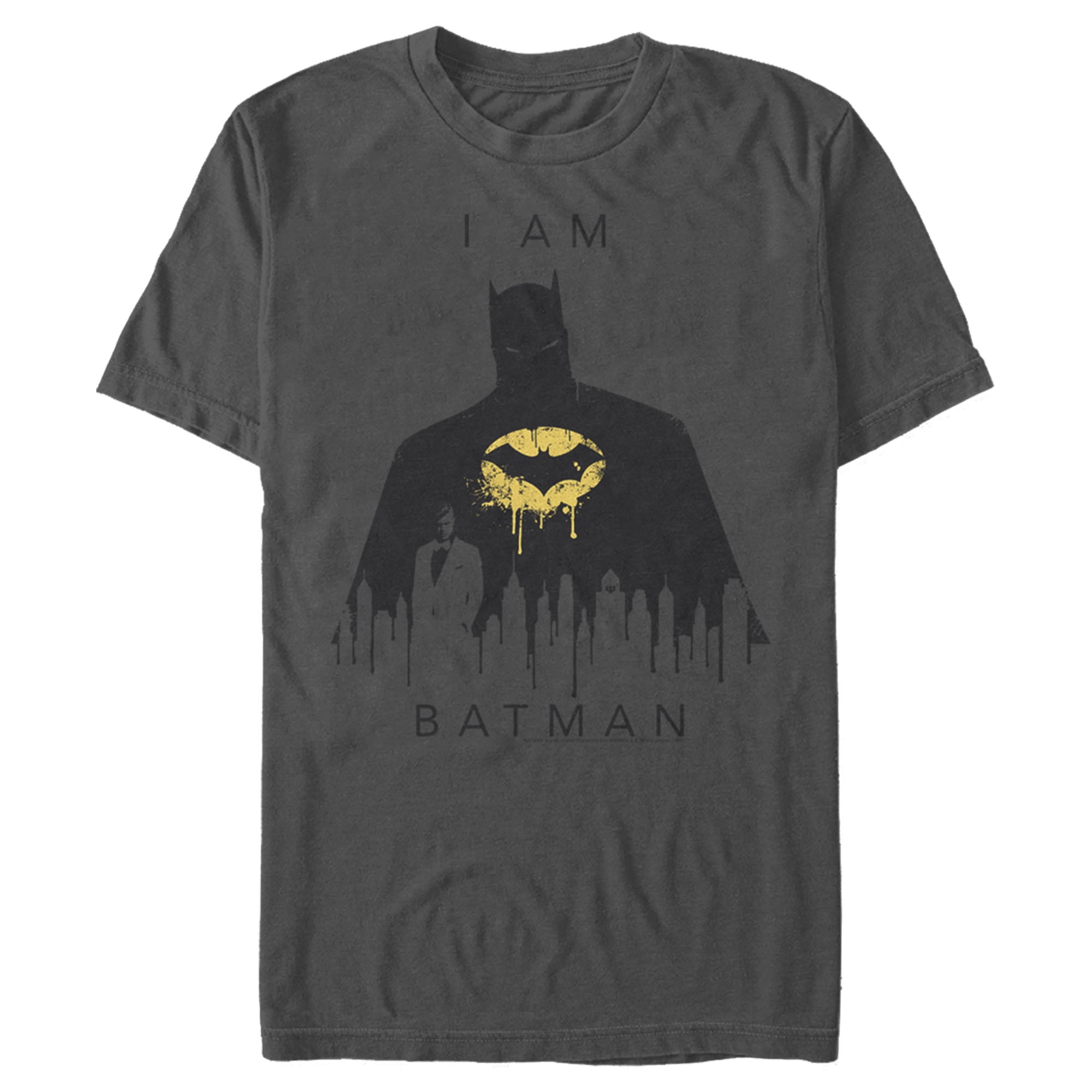 Men's Batman I Am Gotham Drip Graphic Tee Charcoal Large - Walmart.com