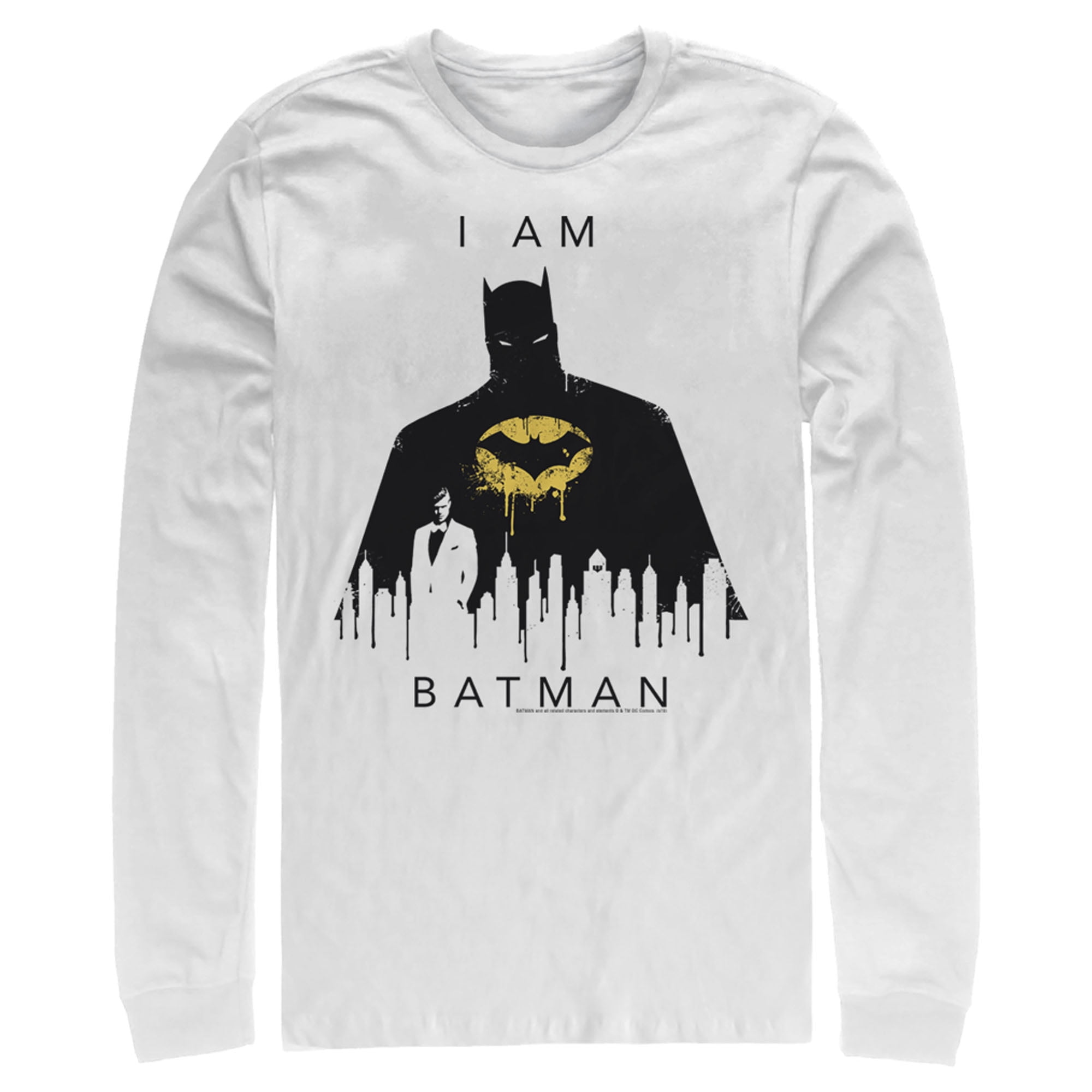 Men's Batman I Am Gotham Drip Long Sleeve Shirt White Large - Walmart.com