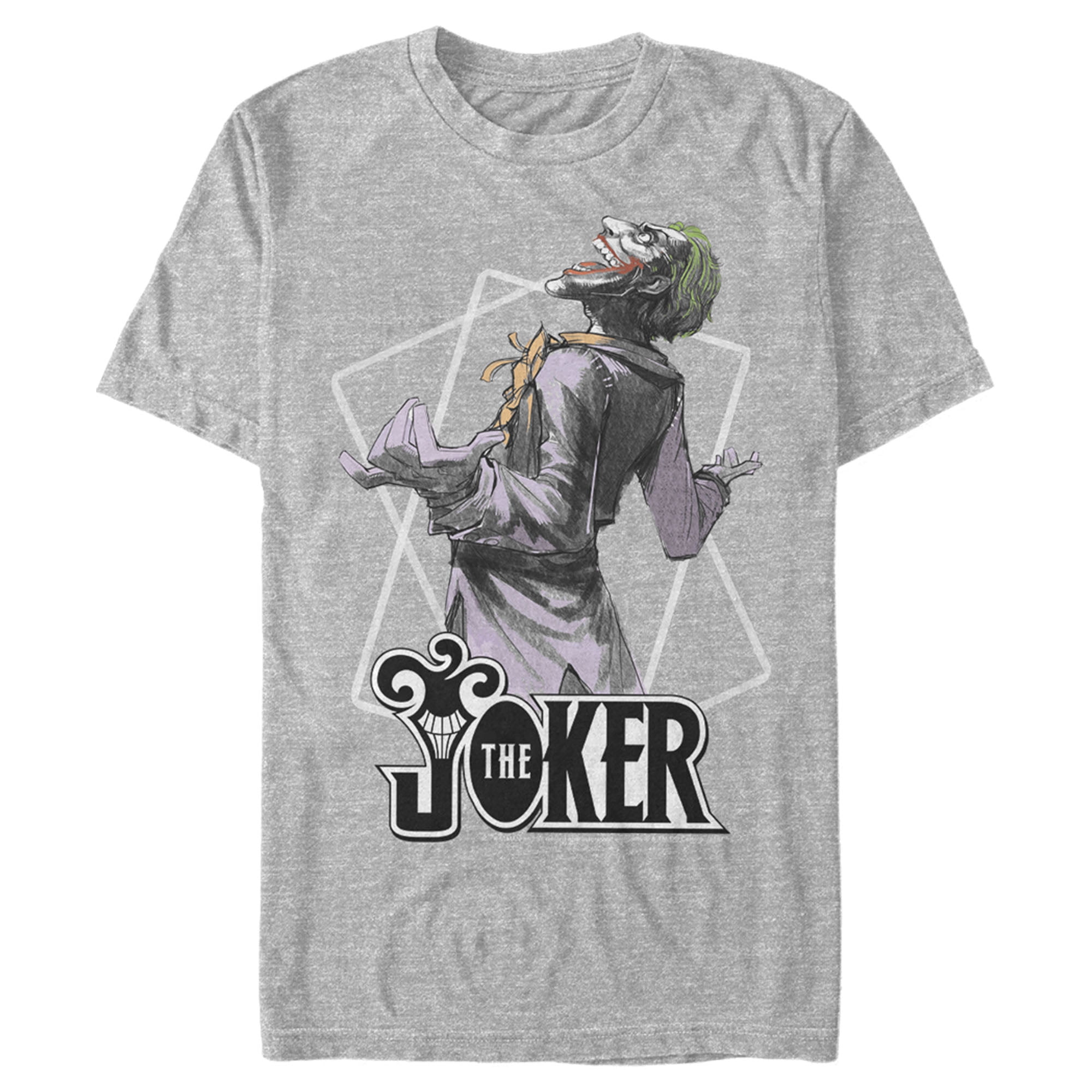 Men's Batman Joker Maniacal Card Graphic Tee Athletic Heather Large ...