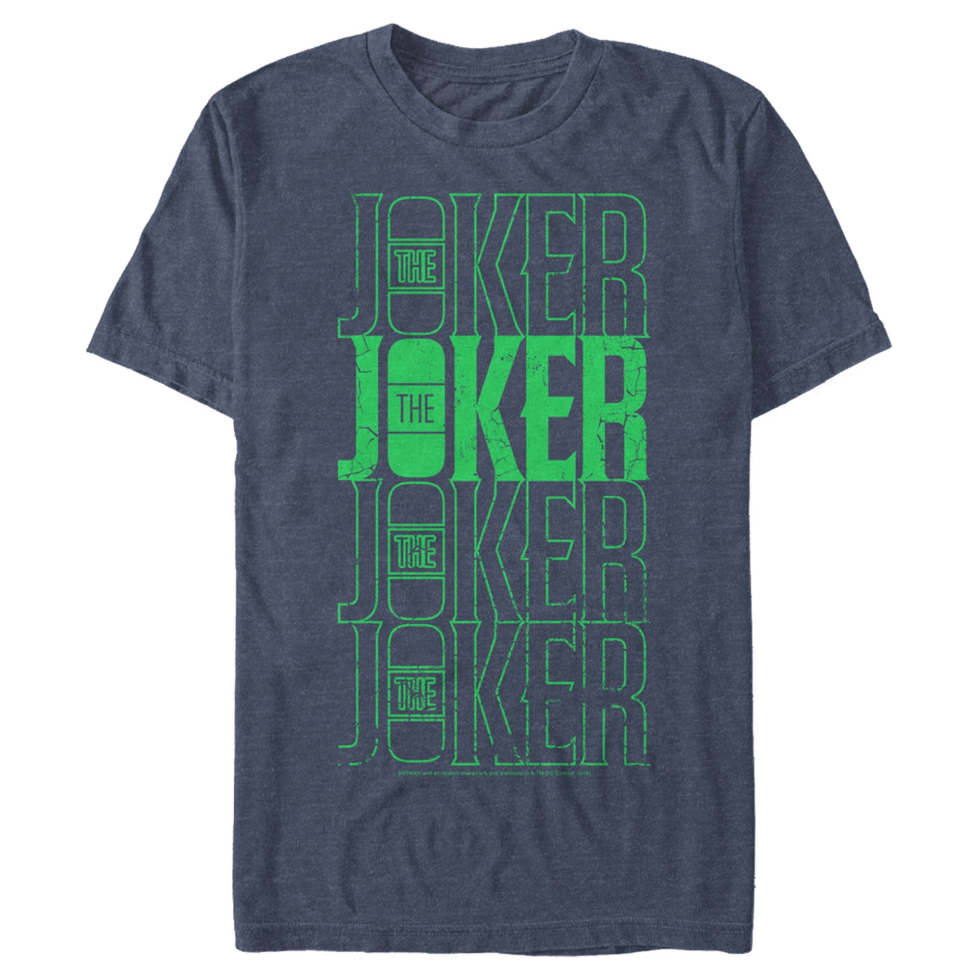 Men's Batman Joker Vintage Name Stack Graphic Tee Navy Blue Heather 2X ...