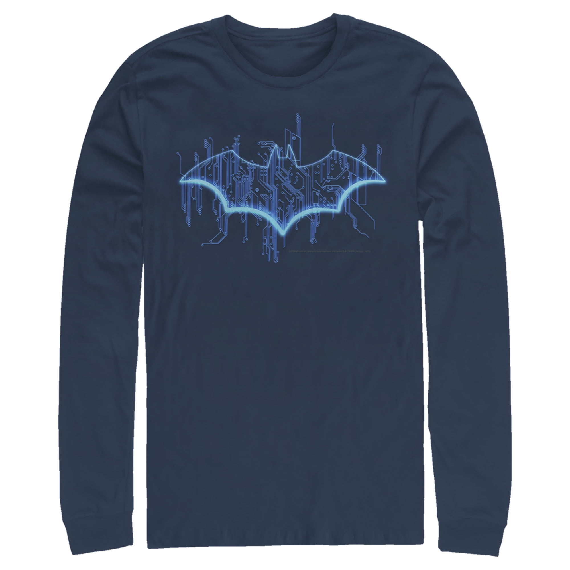 Men's Batman Logo Digital Wing Long Sleeve Shirt Navy Blue Medium ...