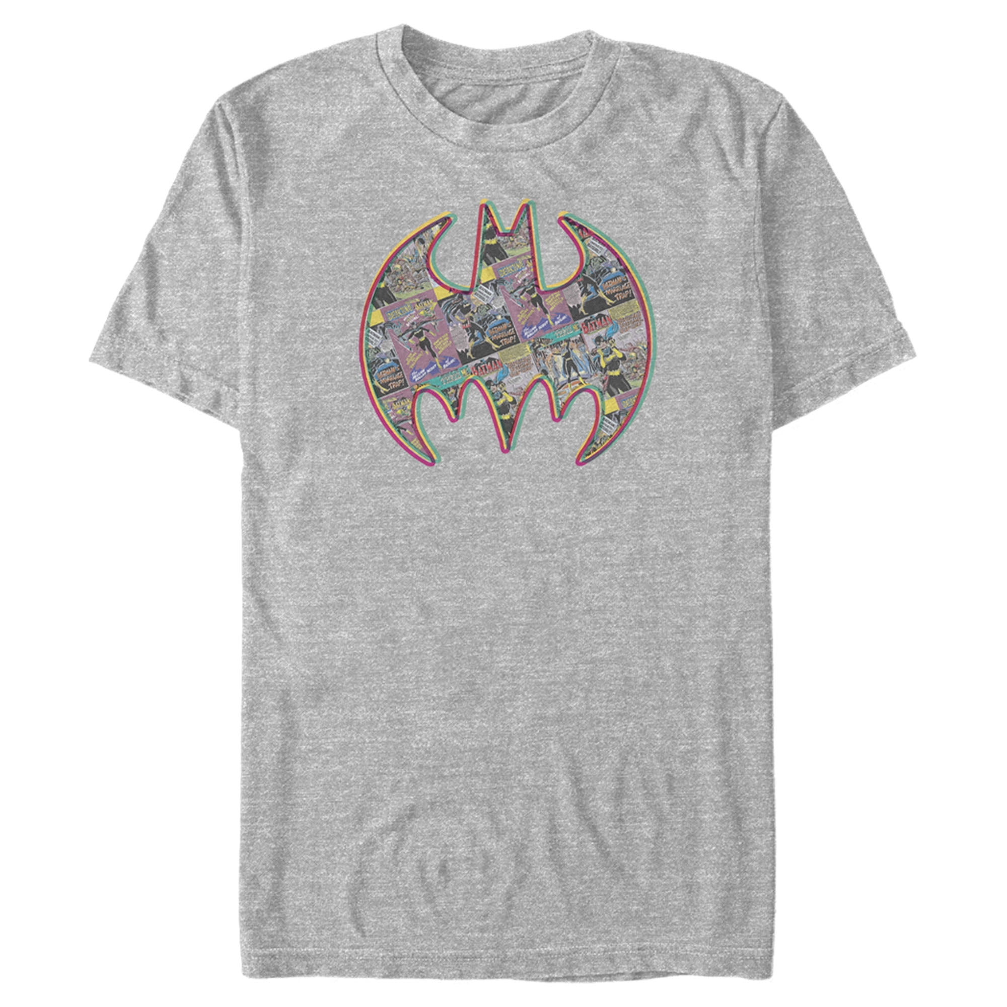 Men's Batman Shield Logo Comic Panel Graphic Tee Athletic Heather 3X ...