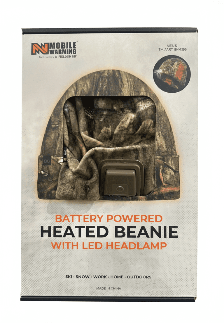 Men's Battery Powered Heated Beanie W/ LED Headlamp Heat Over the Ears ...