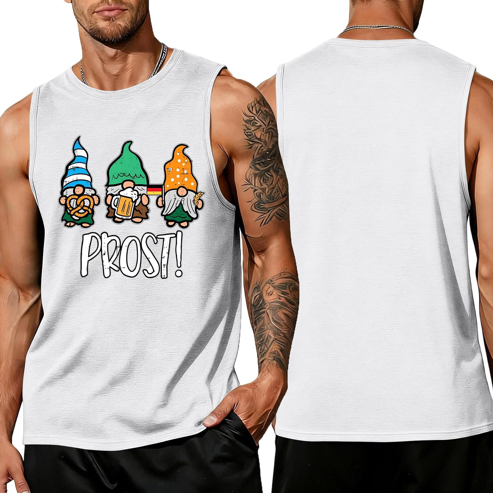 Men's Bavarian Oktoberfest 3D Beer Festival Print Tank Top, Sleeveless ...