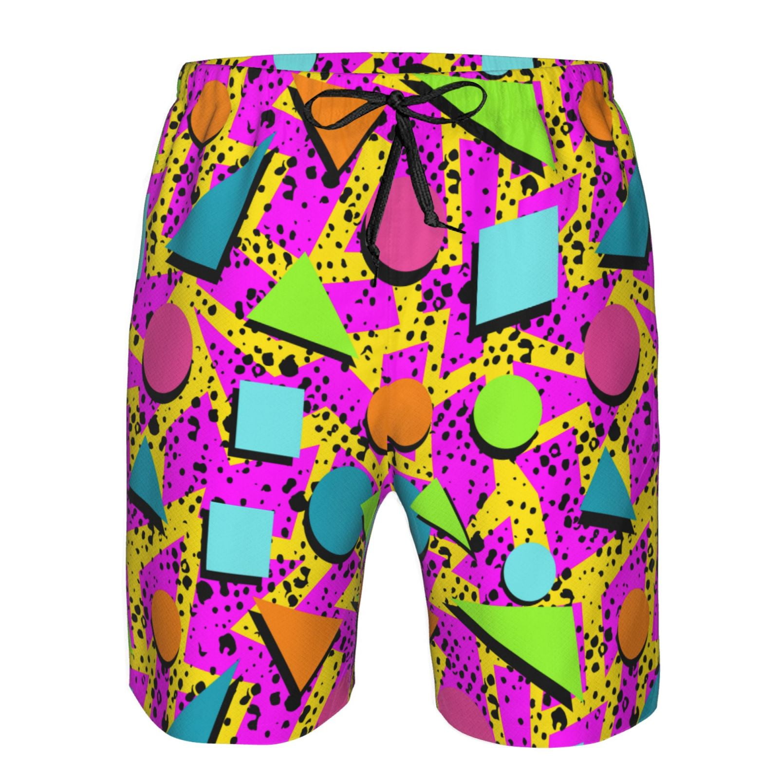 Men's Beach Shorts 80s 90s Style Swim Trunks Summer Hawaii Shorts With ...