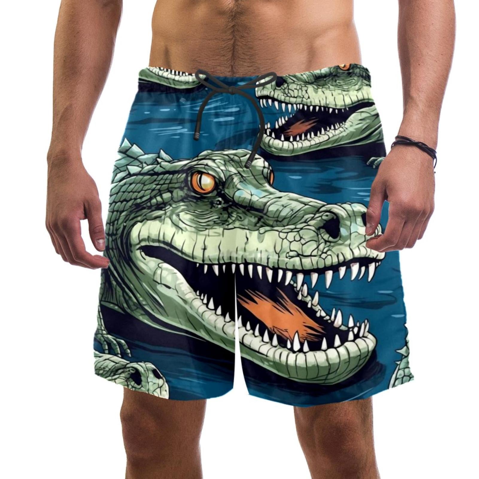 Men's Beach Shorts Casual Elastic Waist Drawstring Summer Alligator ...