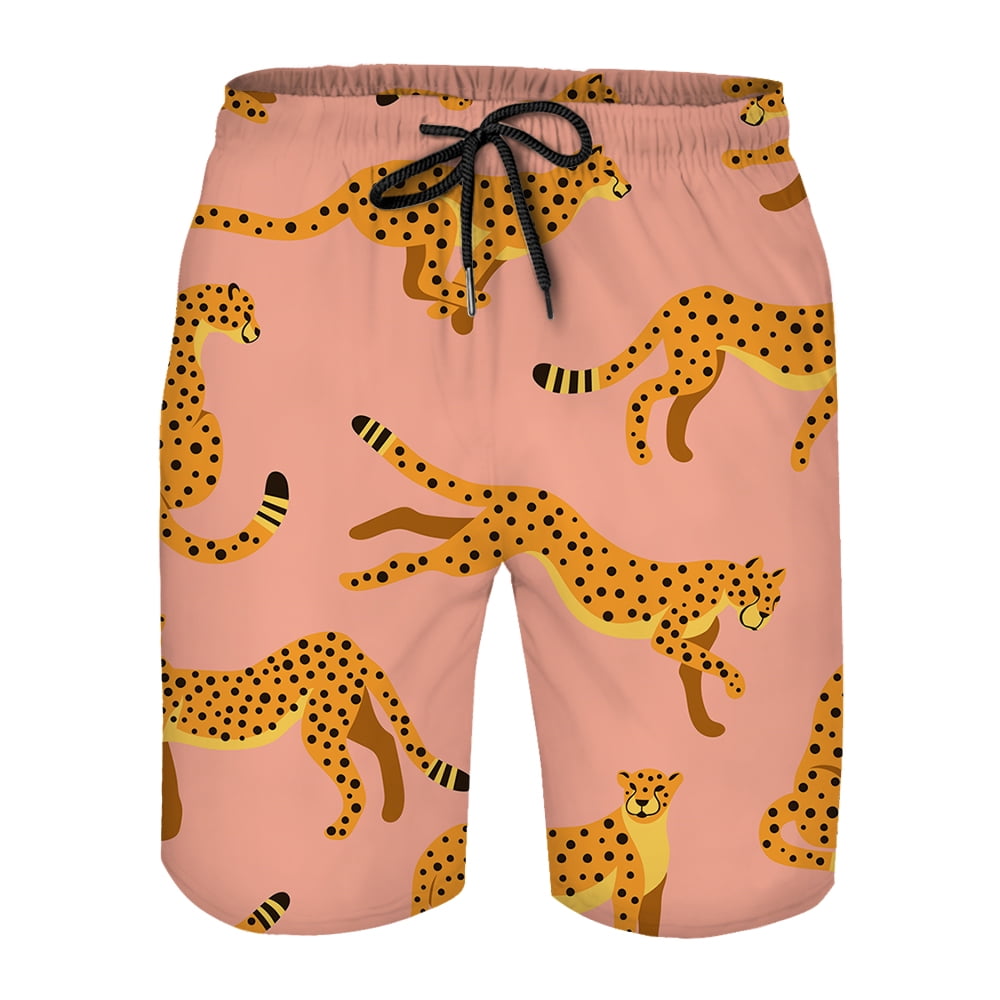 Men's Beach Shorts Graceful Figures Of Cheetahs In Motion Running ...