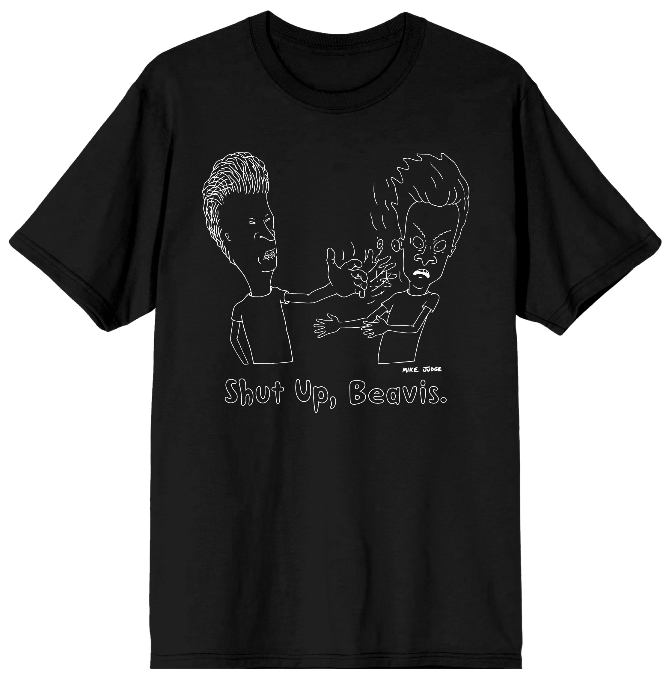Men's Beavis & Butthead Shut Up Beavis Text Black Graphic Tee Shirt-S ...