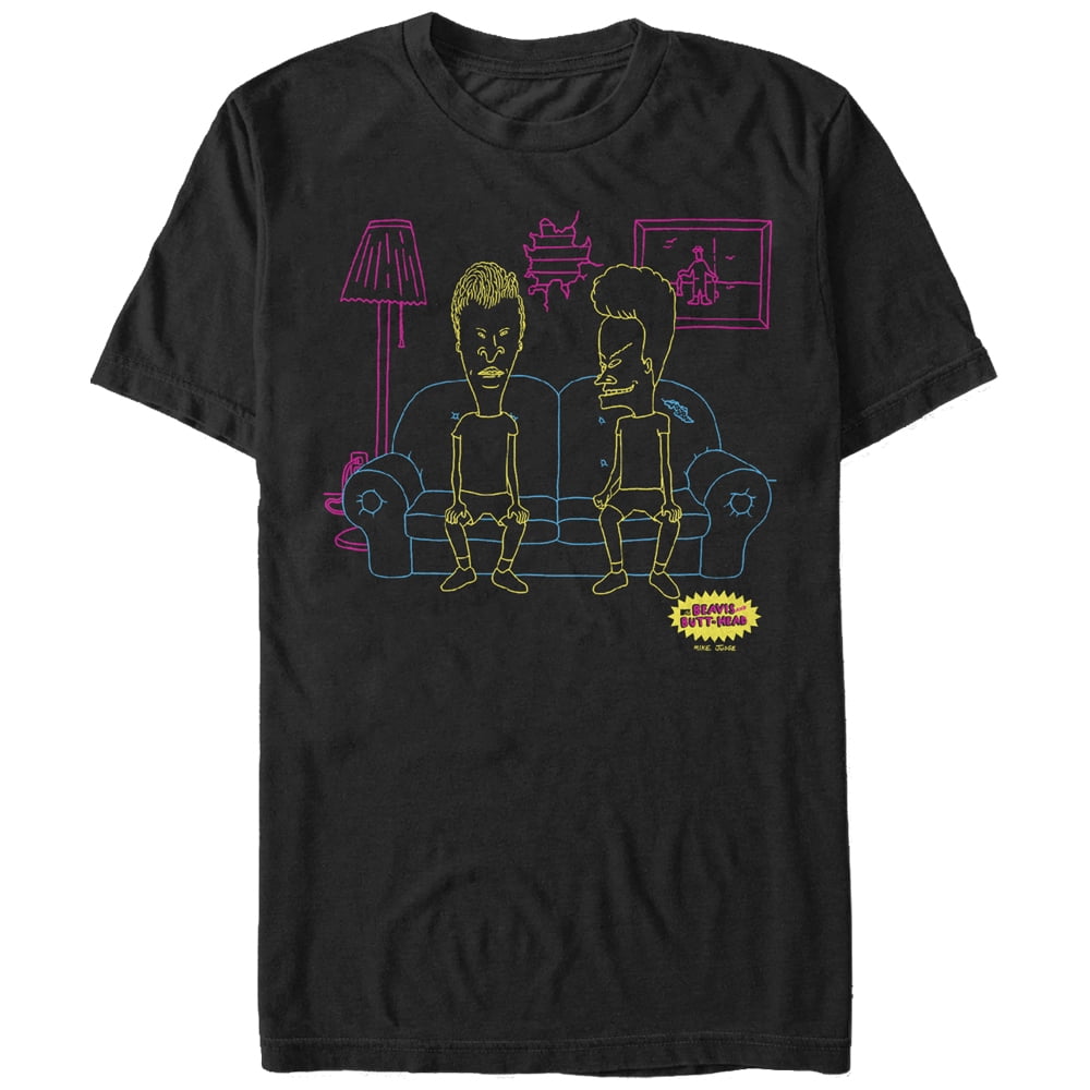 Men's Beavis and Butt-Head Couch Outline Graphic Tee Black 2X Large ...