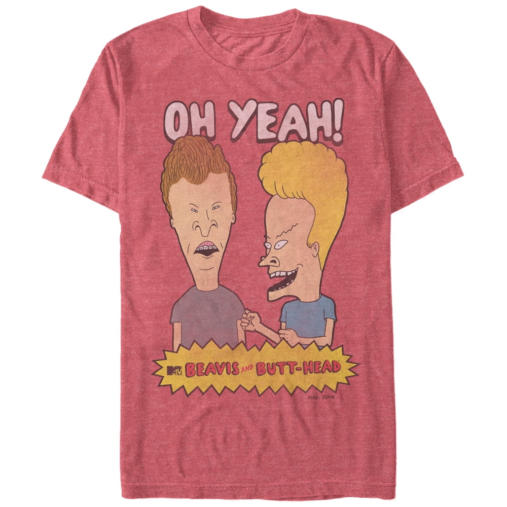 Men's Beavis and Butt-Head Oh Yeah Graphic Tee Red Heather Large ...