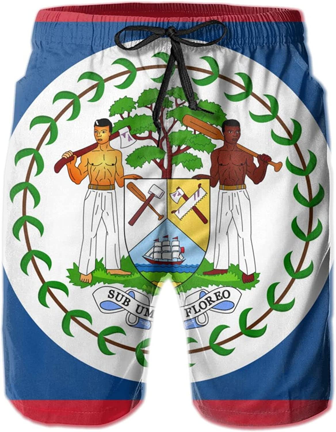 Men's Belize Flag Swim Trunks Quick Dry Board Shorts with Mesh Lining Beach Shorts Printed ...