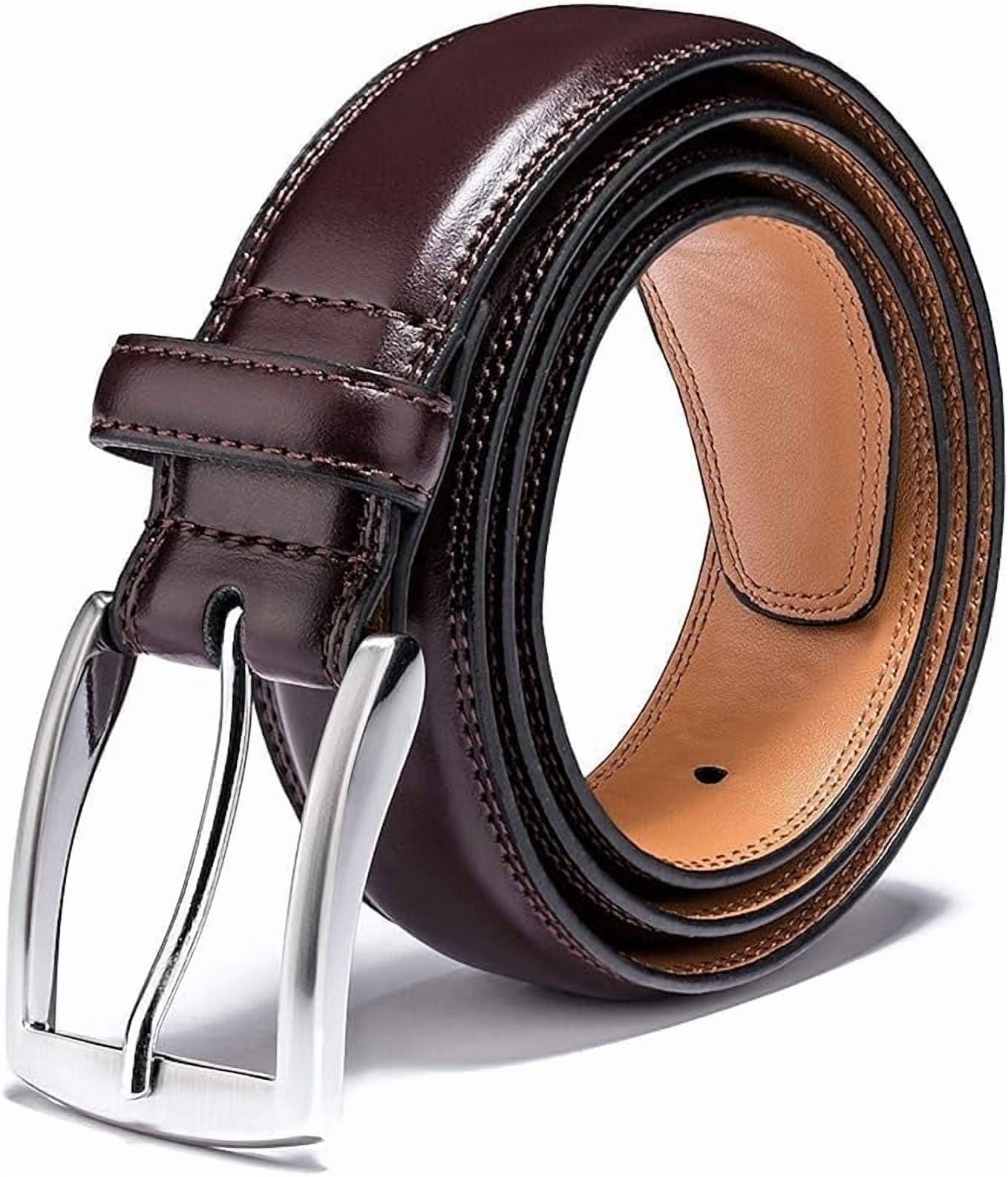 Men's Belt, Genuine Leather Dress Belts for Men with Single Prong ...