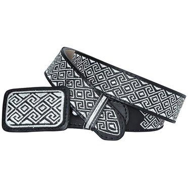 Men's Belt Charro Western Embroidered color sylver 2" Wide Removable ...