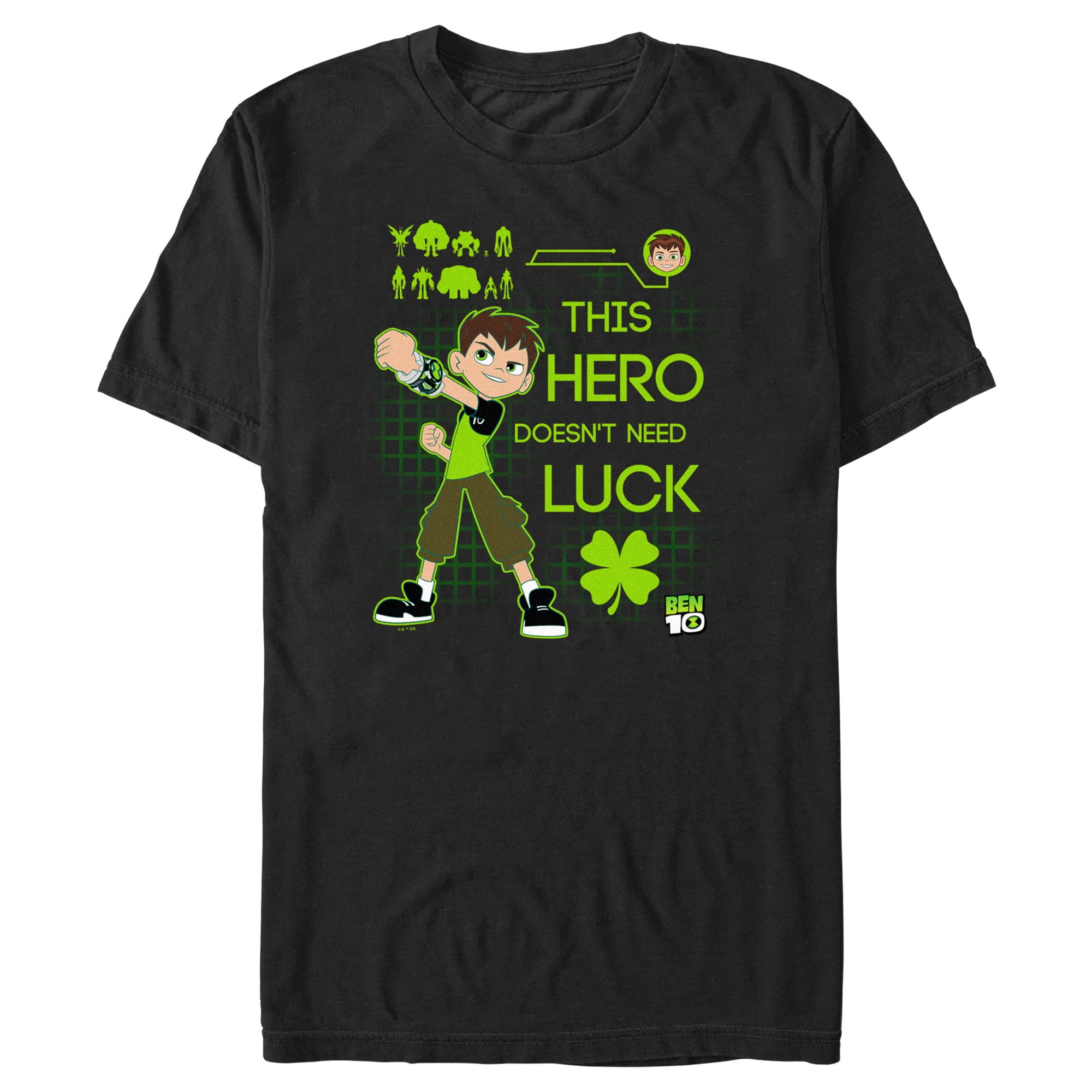 Men's Ben 10 Doesn't Need Luck Graphic Tee Black Large - Walmart.com