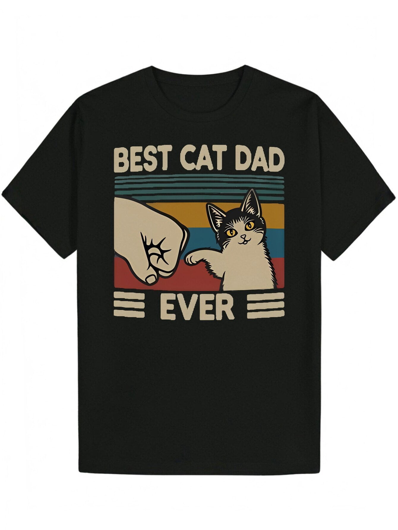 Men's "Best Cat Dad Ever" Graphic Black Cotton Casual T-Shirt - Funny ...