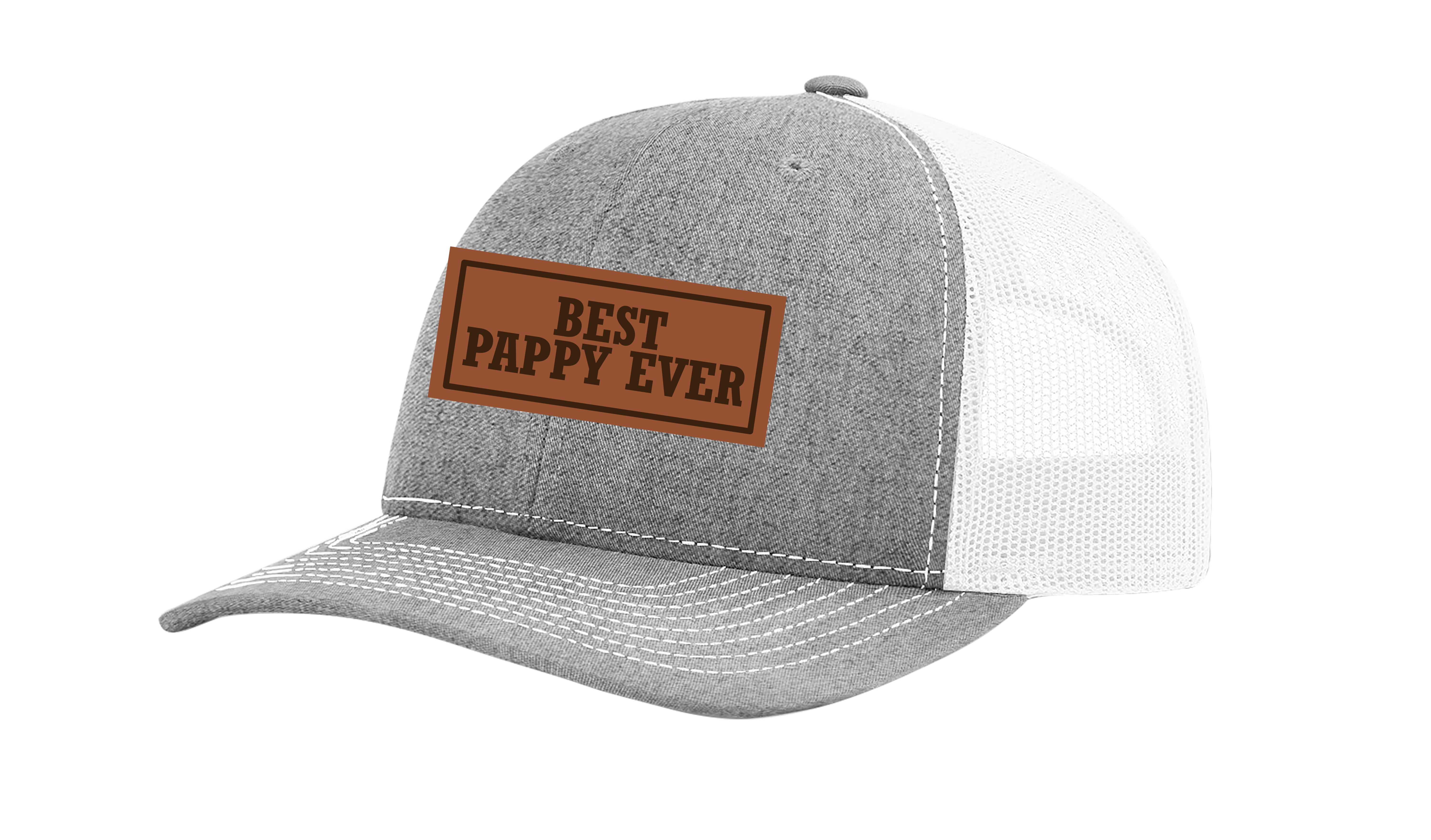 Men's Best Pappy Ever Father's Day Laser Engraved Leather Patch Trucker ...