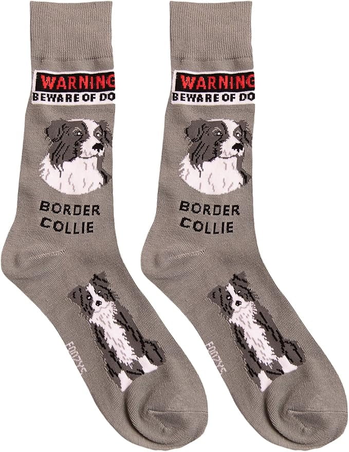 Men's Beware of Dog Border Collie Crew Socks - Walmart.com