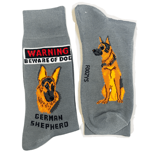 Men's Beware of Dog German Shepherd Crew Socks - Walmart.com
