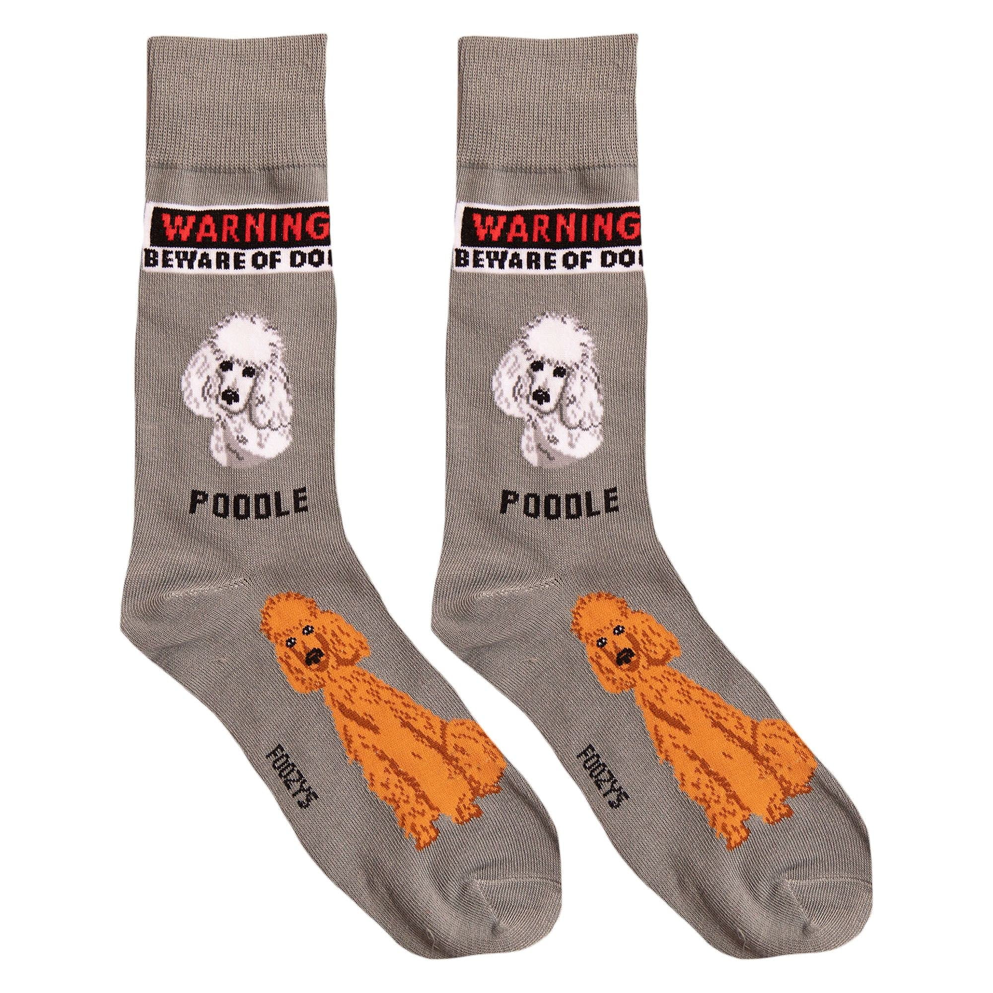 Men's Beware of Dog Poodle Crew Socks - Walmart.com