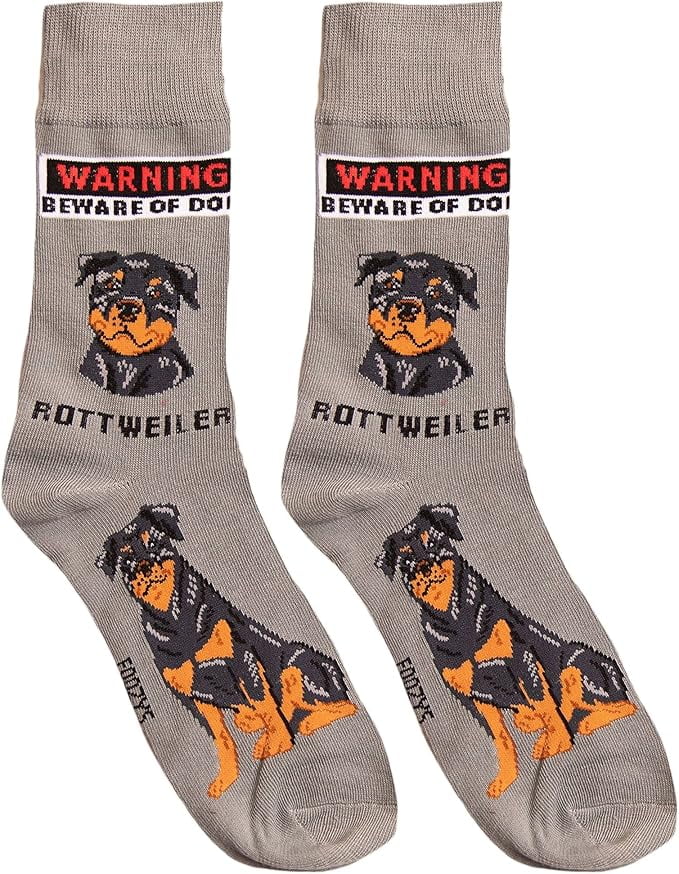 Men's Beware of Dog Rottweiler Crew Socks - Walmart.com