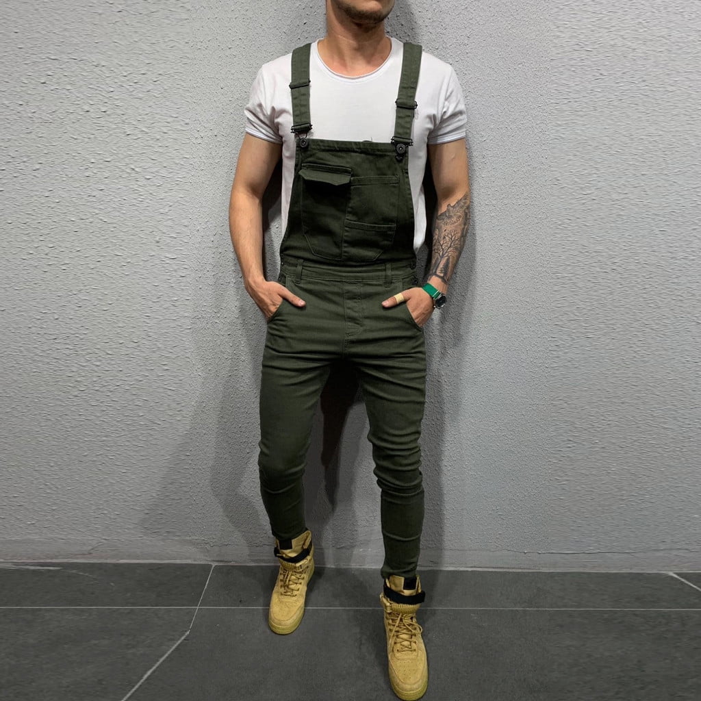 Men's Bib Overalls Denim Work Overalls Classic Adjustable Straps Jean ...