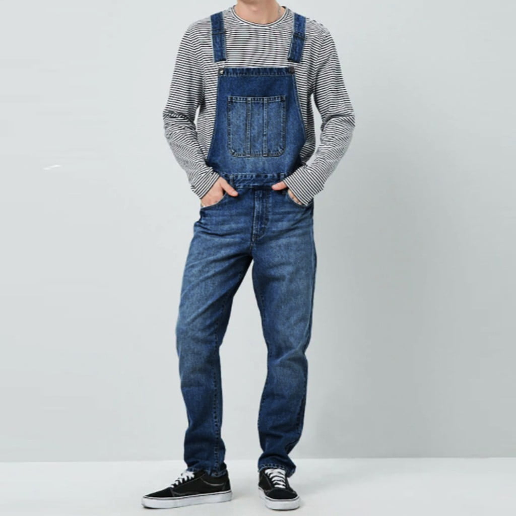 Men's Bib Overalls Denim Work Overalls Classic Adjustable Straps Jean ...