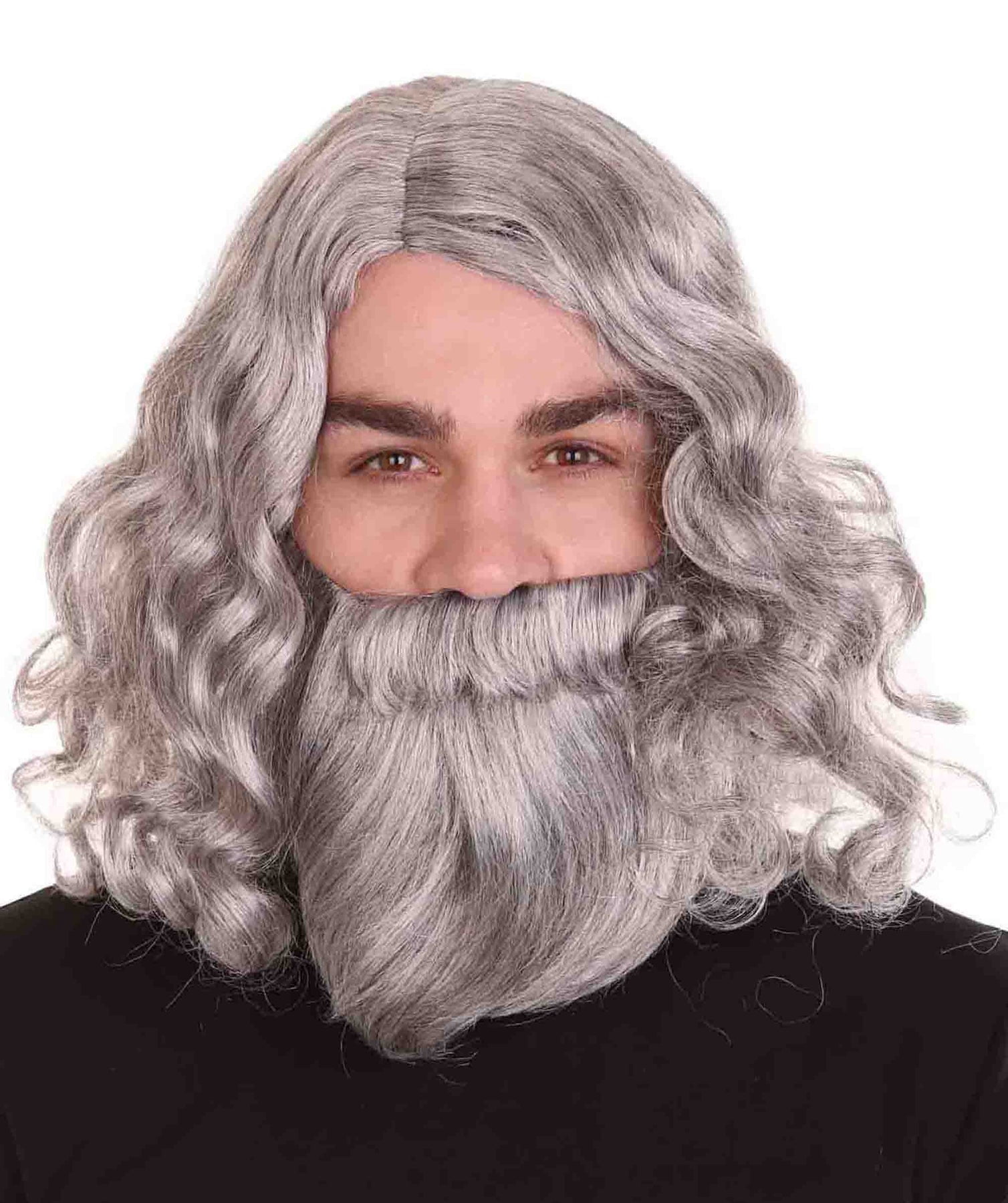 Men's Biblical Wig and Beard Grey Set - Gray Cosplay Halloween Wig ...