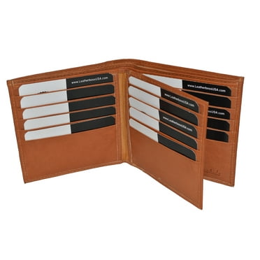 Black Leather Bifold Wallet With 16 Credit Card Slots - Walmart.com