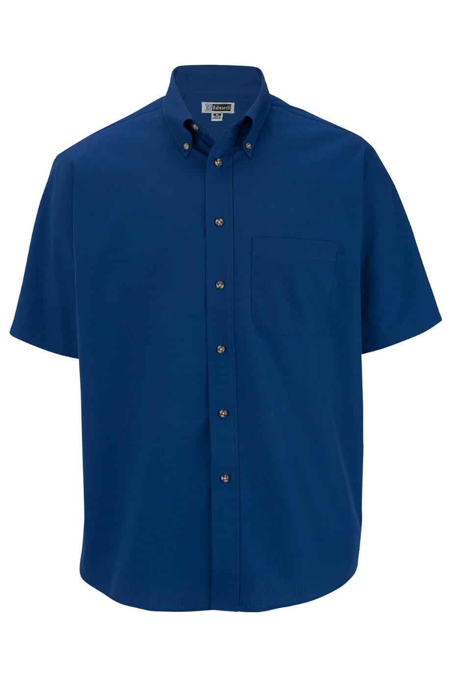 Mens Big And Tall Button Down Short Sleeve Poplin Shirt Royal Xlt