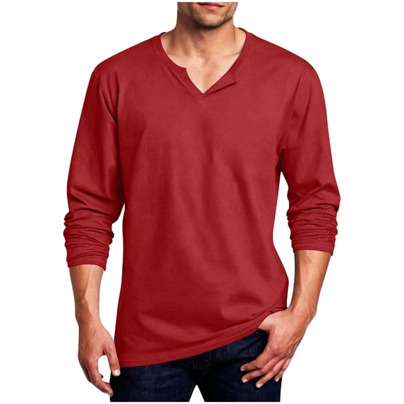 Men's Big And Tall Long Sleeve Shirts Notch Neck Loose Fit T-Shirts ...
