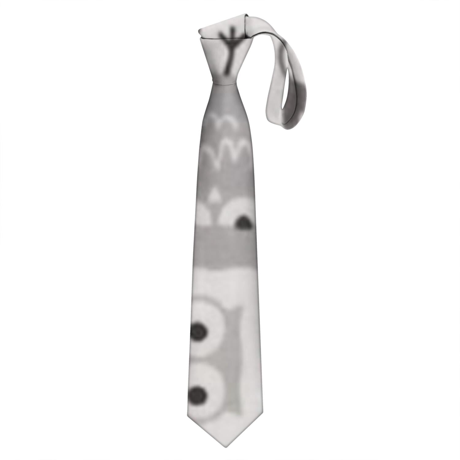 Men's Big Eyes Cartoon Owl Tie Playful Hand-Drawn Owl in Forest ...