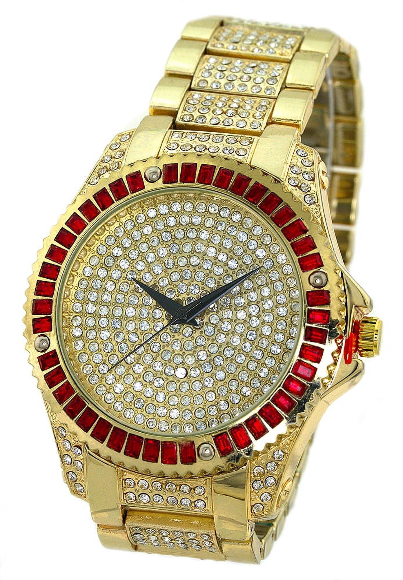 Men's Big Heavy Gold-tone Iceout Clubbing watch 48mm 16mm thick case ...